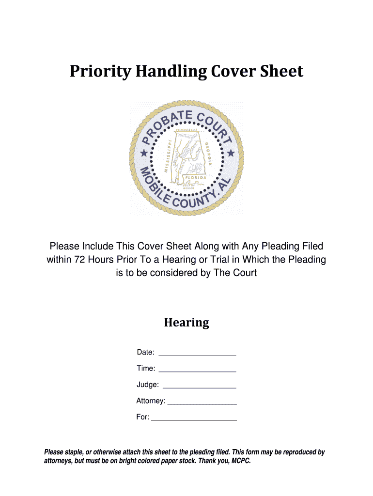 Fillable Online Priority Handling Cover Sheet Fax Email Print - pdfFiller