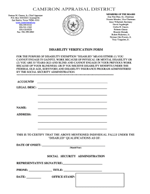 Fillable Online cameroncad CAMERON APPRAISAL DISTRICT Fax Email Print ...