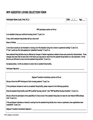 Fillable Online dphhs mt MFP ASSISTED LIVING SELECTION FORM - DPHHS Fax ...