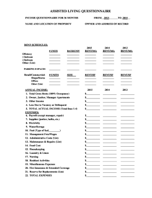 Fillable Online dat state md ASSISTED LIVING QUESTIONNAIRE ...