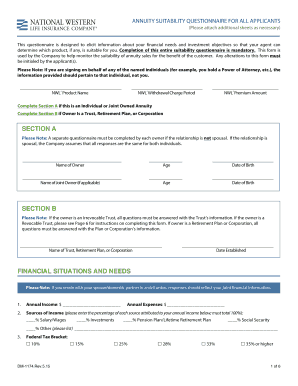 Fillable Online ANNUITY SUITABILITY QUESTIONNAIRE FOR ALL APPLICANTS ...