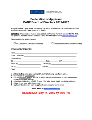 Fillable Online canpweb 2015-17 Declaration of Application Fax Email ...