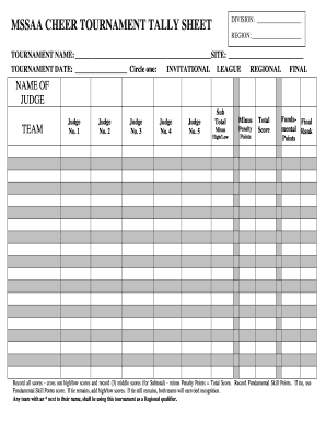 Fillable Online Cheer TALLY SHEET Fax Email Print - pdfFiller