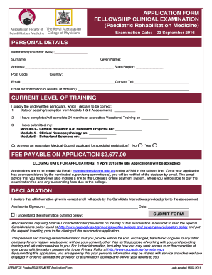 Fillable Online racp edu APPLICATION FORM FELLOWSHIP CLINICAL ...