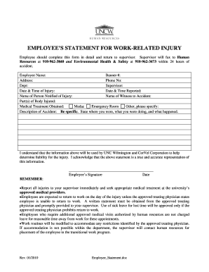 Fillable Online EMPLOYEES STATEMENT FOR WORK-RELATED INJURY Fax Email ...