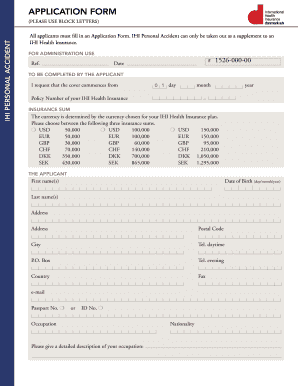 Fillable Online future-insurance Ihi accident supplement application ...