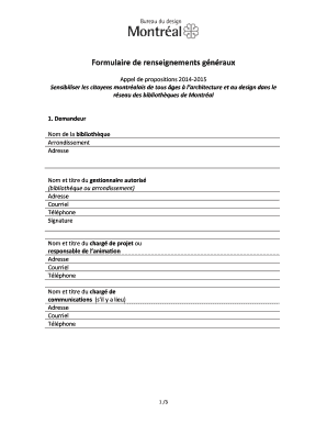 Fillable Online Formulaire de renseignements gnraux Fax Email Print ...