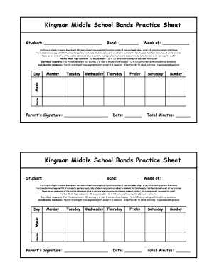 Fillable Online kms kusd Kingman Middle School Bands Practice Sheet ...