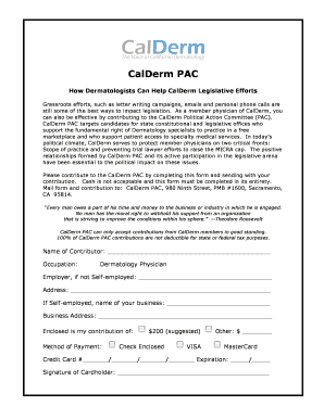 Fillable Online calderm CalDerm PAC - calderm Fax Email Print - pdfFiller