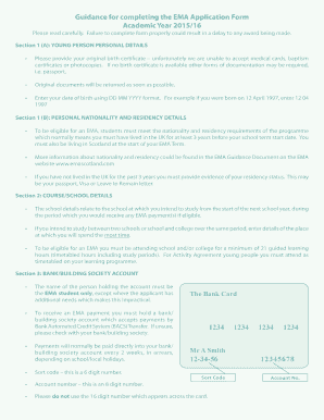 Fillable Online clacks gov Guidance for completing Ema application form ...