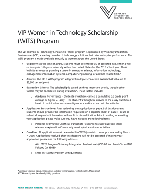 Fillable Online Wits 2016 form Fax Email Print - pdfFiller