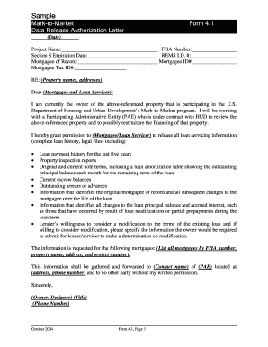 Fillable Online hud Sample MarktoMarket Data Release Authorization ...