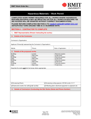 Fillable Online Hazardous Materials Work Permit Fax Email Print - pdfFiller