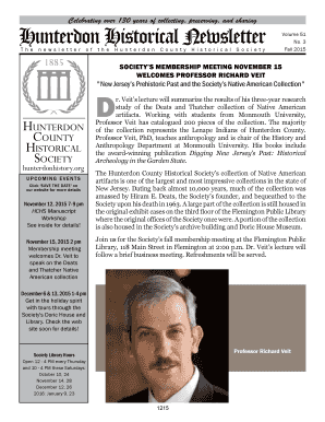 Fillable Online Hunterdon Historical Newsletter Fax Email Print - pdfFiller