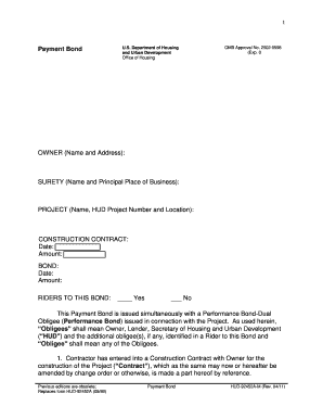 Fillable Online procurementassistance Payment Bond US Department of ...