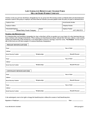Fillable Online HR-INS-001 Beneficiary Change Form Fax Email Print ...