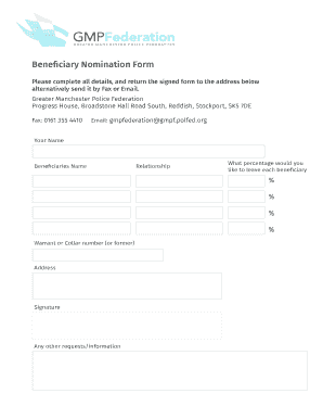 Fillable Online Beneficiary Nomination Form Please complete all details ...