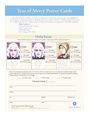 Fillable Online srcharitycinti Year of Mercy Prayer Cards ...