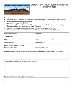 Fillable Online Youth application formpdf Fax Email Print - pdfFiller