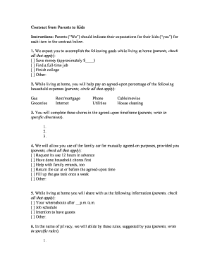 Fillable Online Contract from Parents to Kids Instructions 1 Fax Email ...