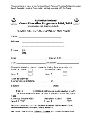 Fillable Online Coach Education Course Application Formdoc Fax Email ...