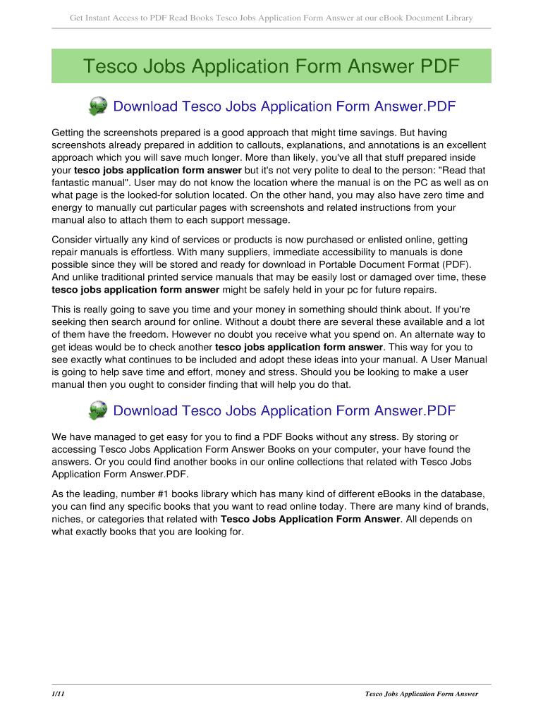 Fillable Online cdddoilo Tesco Jobs Application Form Answer ...