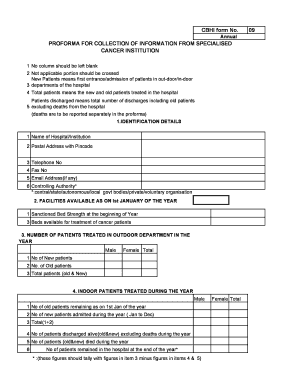 Fillable Online CBHI form No 09 PROFORMA FOR COLLECTION OF INFORMATION Fax Email Print - pdfFiller