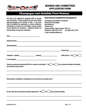 Fillable Online CAFN Boards Committees Application Form Fax Email Print - pdfFiller