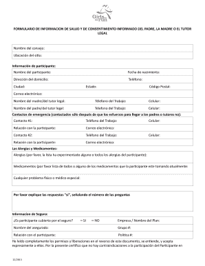 Fillable Online Health Form and Consent Form Spanish 2014 Fax Email ...