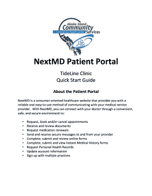 Fillable Online NextMD Patient Portal Fax Email Print - pdfFiller