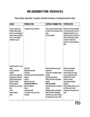 Fillable Online woodfair org Woodfair RISK ASSESSMENT FORM ALL ...