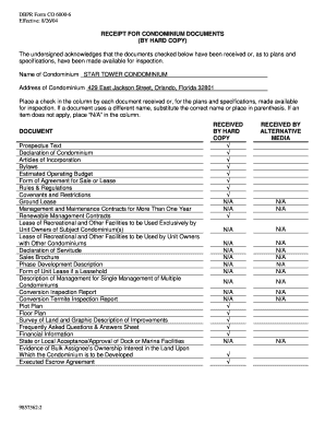Fillable Online DBPR Form CO 6000-6 Effective 82604 - Star Tower Condo ...