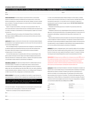 Fillable Online STANDARD INSPECTION AGREEMENT Fax Email Print - pdfFiller