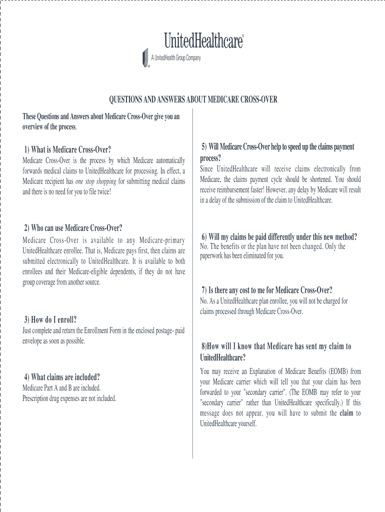 Fillable Online QUESTIONS AND ANSWERS ABOUT MEDICARE CROSS-OVER Fax ...