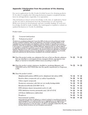 Fillable Online joutsenmerkki Appendix 3 Declaration from the producer ...