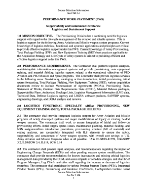 Fillable Online PERFORMANCE WORK STATEMENT PWS Supportability and Fax ...