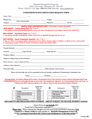 Fillable Online CONDOMINIUM DOCUMENTATION REQUEST FORM Fax Email Print ...