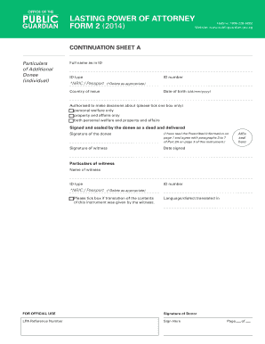 Fillable Online publicguardian gov CONTINUATION SHEET A - Public ...