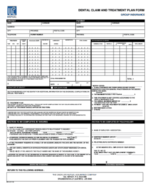 Fillable Online ulmutual DENTAL CLAIM AND TREATMENT PLAN FORM ...