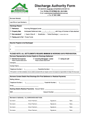Fillable Online Discharge Authority Form - Attwood Marshall Lawyers Fax ...