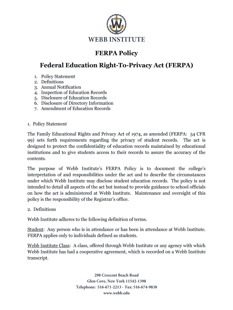 Fillable Online FERPA Policy Fax Email Print - pdfFiller