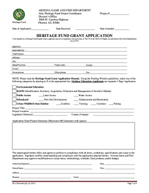 Fillable Online azgfd HG-2 Heritage Grant Application Form 2013pdf ...