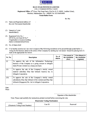 Fillable Online BSIL - Postal Ballot form Fax Email Print - pdfFiller