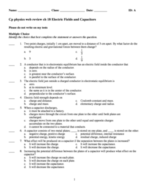 Fillable Online Cp physics web review ch 18 Electric Fields and Fax ...