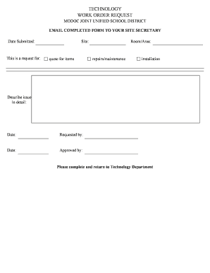 Fillable Online modoc k12 ca TECHNOLOGY WORK ORDER REQUEST - Modoc Joint Unified School Fax ...