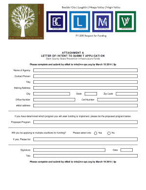 Fillable Online nv-cpc ATTACHMENT A LETTER OF INTENT TO SUBMIT ...
