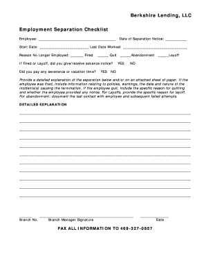 Fillable Online Employment Separation Checklistdoc Fax Email Print ...