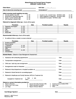 Fillable Online Illinois Breast and Cervical Cancer Program BREAST CARE ...