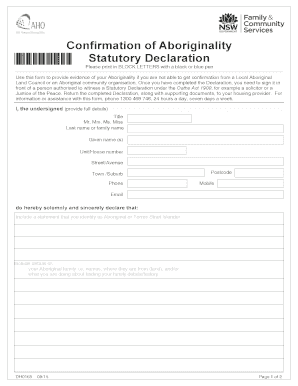 Confirmation Of Aboriginality Statutory Declaration Form - Fill Online ...
