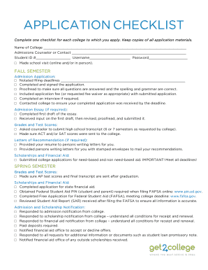 Fillable Online Complete one checklist for each college to which you ...